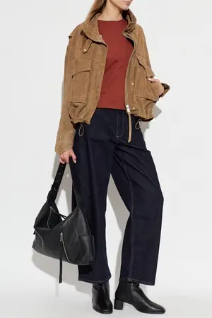 ALLSAINTS Suede Stand Collar Cargo Jacket