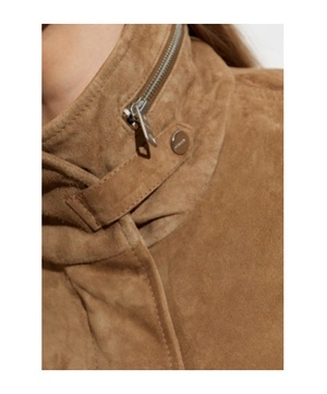 ALLSAINTS Suede Stand Collar Cargo Jacket - Walnut Brown