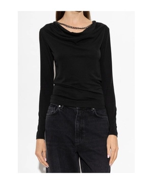 ALLSAINTS Chain Detail Offshoulder Long Sleeve Top