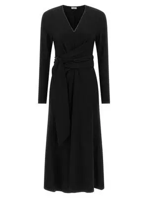 Brunello Cucinelli Shiny Collar Dress - Black