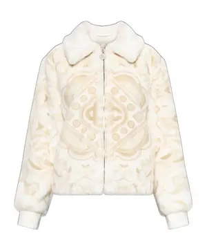 Casablanca Ornate Faux Fur Zip Bomber Jacket - No
