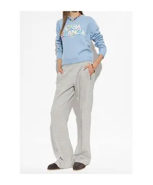 Casablanca Logo Embroidered Cropped Knit Sweater