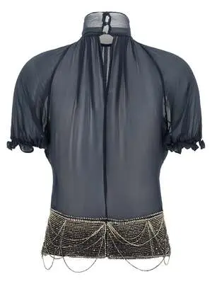 Attico Jewel Embroidery Top - Blue