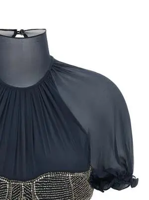 Attico Jewel Embroidery Top - Blue
