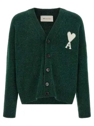 AMI Paris De Coeur' Cardigan - Green