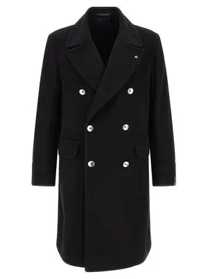 Tagliatore Cashmere Double-breasted Long Coat - Black