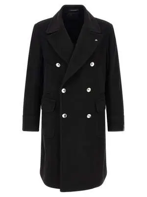 Tagliatore Cashmere Double-breasted Long Coat - Black