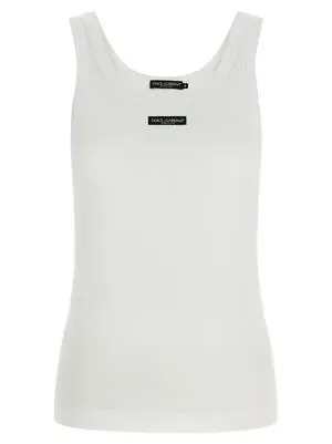 Dolce & Gabbana Logo Patch Tank Top - White