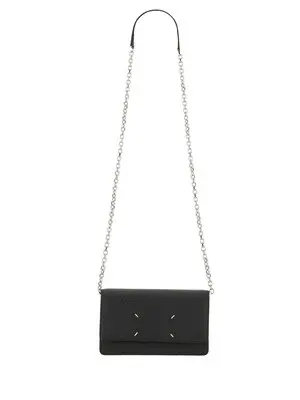 MAISON MARGIELA Portafoglio "four Stitches" Medium Con Catena - Black
