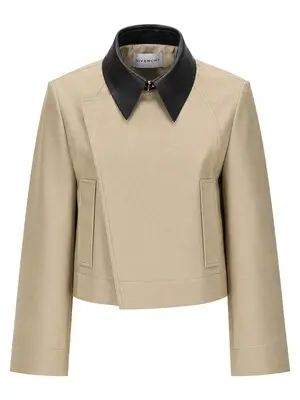Givenchy Cropped Cotton And Wool Pea Coat - Beige