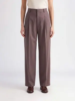 N° 21 High-waisted Wide-leg Wool Blend Trousers - Brown