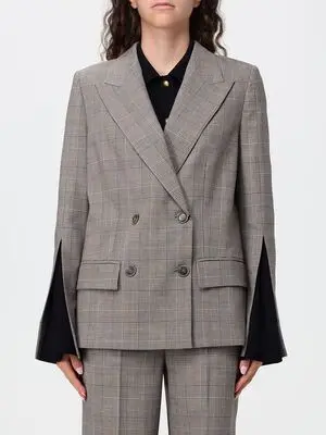 TWINSET Double-breasted Prince Of Wales Check Wool-blend Blazer