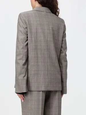 TWINSET Double-breasted Prince Of Wales Check Wool-blend Blazer