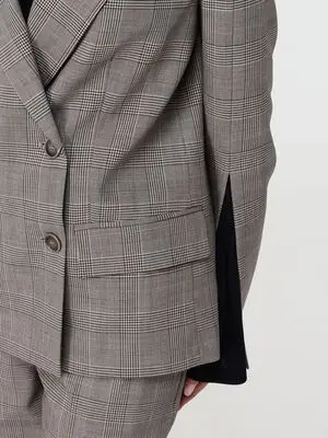 TWINSET Double-breasted Prince Of Wales Check Wool-blend Blazer