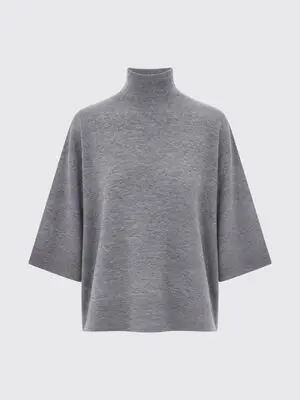 Fabiana Filippi Pure Wool Embellished Turtleneck Jumper With Dropped Shoulders - Grey