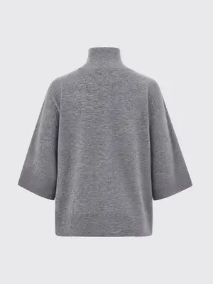 Fabiana Filippi Pure Wool Embellished Turtleneck Jumper With Dropped Shoulders - Grey