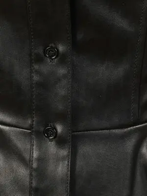 Elisabetta Franchi Faux Leather Shirt Jacket With Ruffled Hem