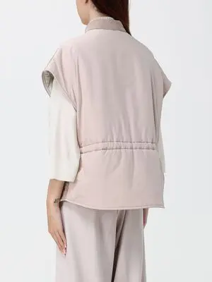Fabiana Filippi Quilted Suede Gilet With High Neck And Drawstring