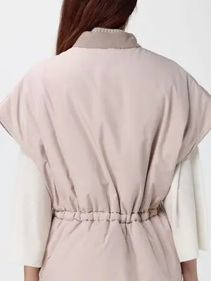 Fabiana Filippi Quilted Suede Gilet With High Neck And Drawstring