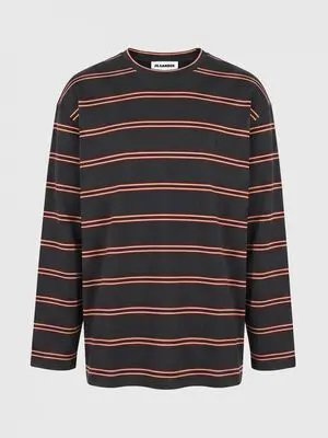 JIL SANDER Striped Cotton Long-sleeved T-shirt With Dropped Shoulders