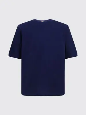 Thom Browne 4-bar Cotton T-shirt With Iconic Sleeve Motif - Navy