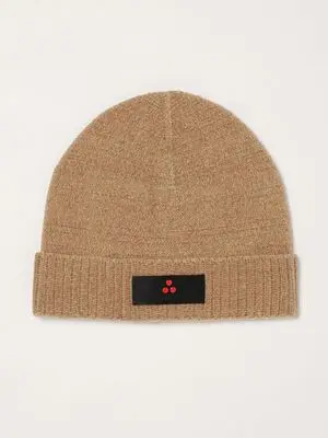 Peuterey Technical Fabric Beanie With Cuff And Logo Application - Beige