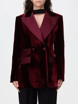 SIMONA CORSELLINI Double-breasted Velvet Blazer With Peak Lapels