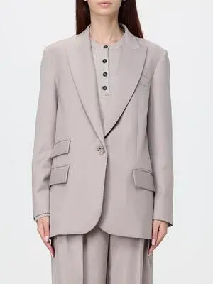 SIMONA CORSELLINI Single-breasted Cotton-blend Blazer With Peak Lapels - Beige