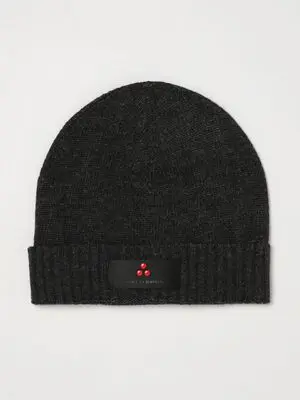 Peuterey Wool And Cashmere Blend Beanie With Cuff And Logo Patch - Grey 1