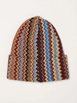 Missoni Multicolour Zig-zag Pattern Wool Blend Beanie Hat - Fa02