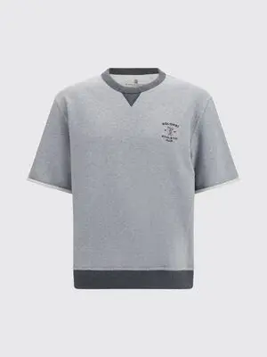 Brunello Cucinelli Short-sleeved Cotton Crewneck Sweatshirt With Embroidered Logo