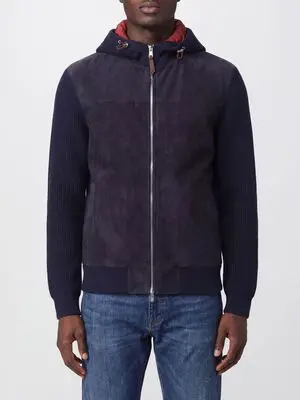 Brunello Cucinelli Suede And Cashmere Hooded Bomber Jacket - Navy