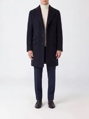 Brunello Cucinelli Single-breasted Pure Cashmere Coat With Notch Lapels - Blue