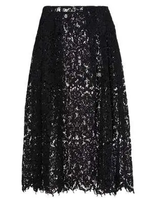 FENDI Fendi Flared Midi Skirt With Pleated Sides In Macramé Lace