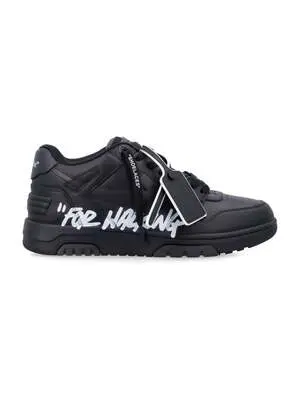 Off-White Low-top Leather Sneakers With Graffiti Detail - Nero