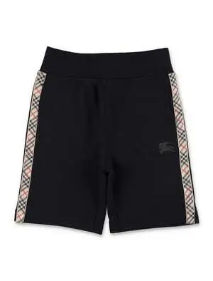 Burberry Cotton Jersey Shorts With Check Side Stripes