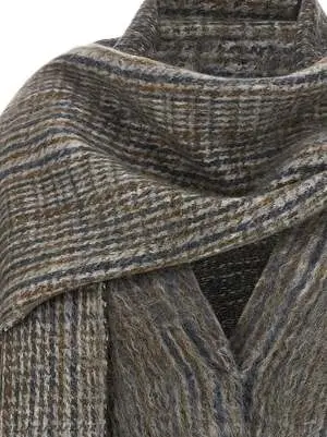 Brunello Cucinelli Cardigan With Scarf - Gray