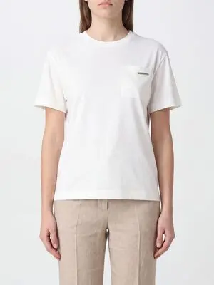 Brunello Cucinelli Cotton Crewneck T-shirt With Pocket And Monili Embellishment