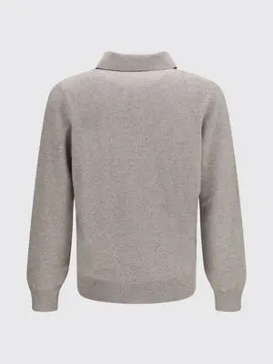 Brunello Cucinelli Long-sleeve V-neck Polo In 100% Cashmere - Grey