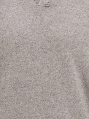 Brunello Cucinelli Long-sleeve V-neck Polo In 100% Cashmere - Grey
