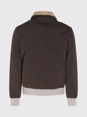 Brunello Cucinelli Suede Bomber Jacket With Shearling Collar And Padding