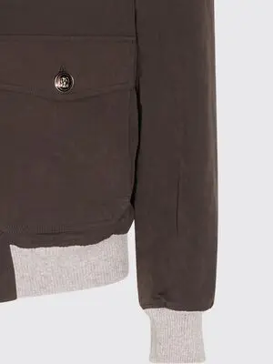 Brunello Cucinelli Suede Bomber Jacket With Shearling Collar And Padding