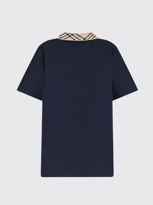 Burberry Short-sleeved Cotton Polo Shirt With Check Pattern Collar