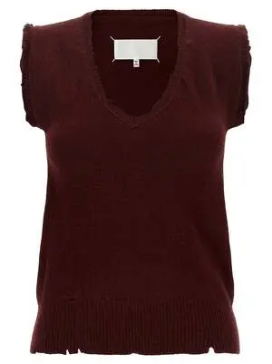 MAISON MARGIELA Distressed Virgin Wool Vest - Multicolor