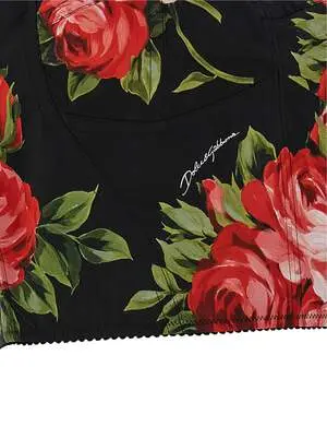 Dolce & Gabbana Bouquet Rose' Bustier Top - Black
