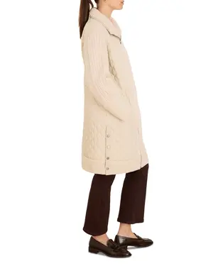 NIC+ZOE Mixed Media Sweater Trim Quilted Coat