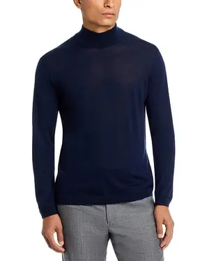 JACK VICTOR Wool & Silk Mock Neck Sweater - Navy