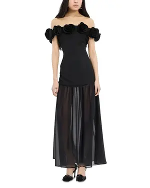 ROTATE BY BIRGER CHRISTENSEN Crepe Flower Maxi Dress