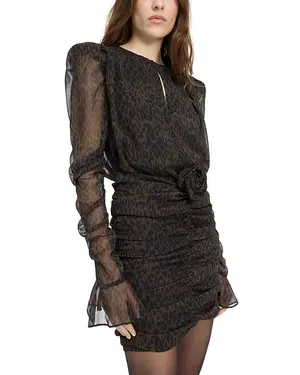 ROTATE BY BIRGER CHRISTENSEN Ruched Flower Mini Dress