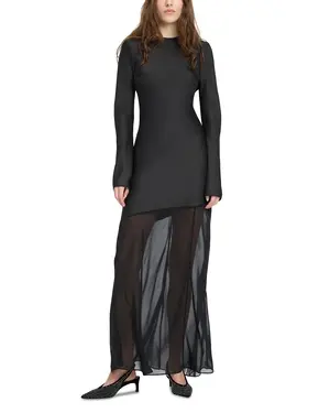 ROTATE BY BIRGER CHRISTENSEN Long Sleeve Slit Maxi Dress